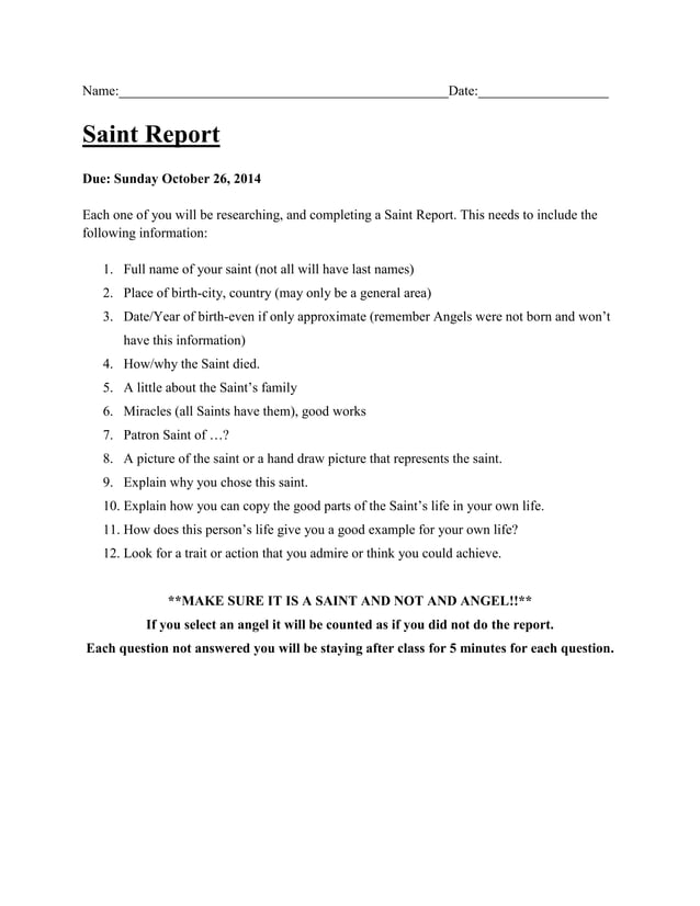 Saint Report | PDF | Christianity | Religion & Spirituality