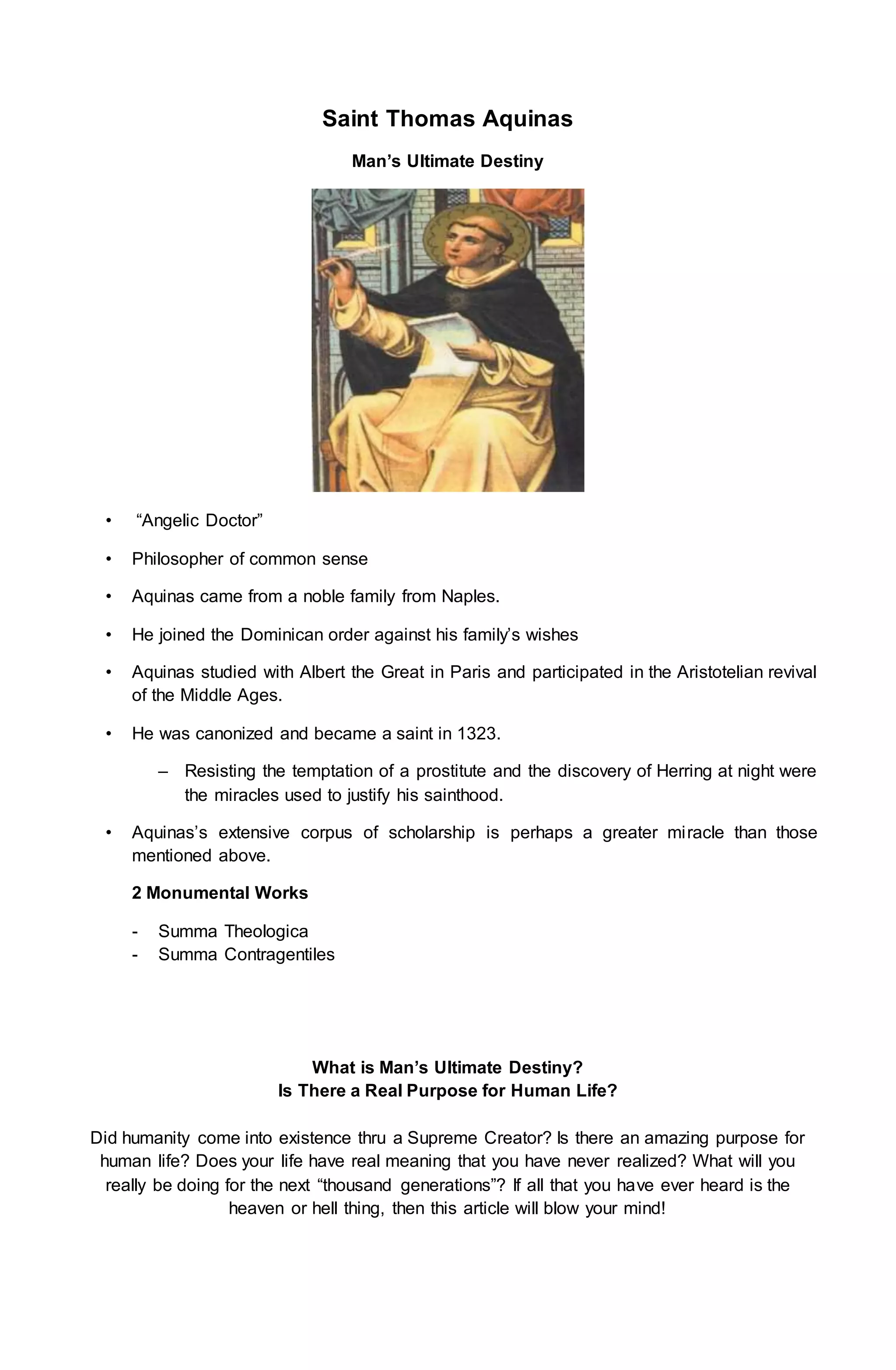 Saint Thomas Aquinas PHilosophy | DOCX