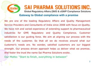 Sai pharma solutions inc scientific-regulatory affairs-quality ...