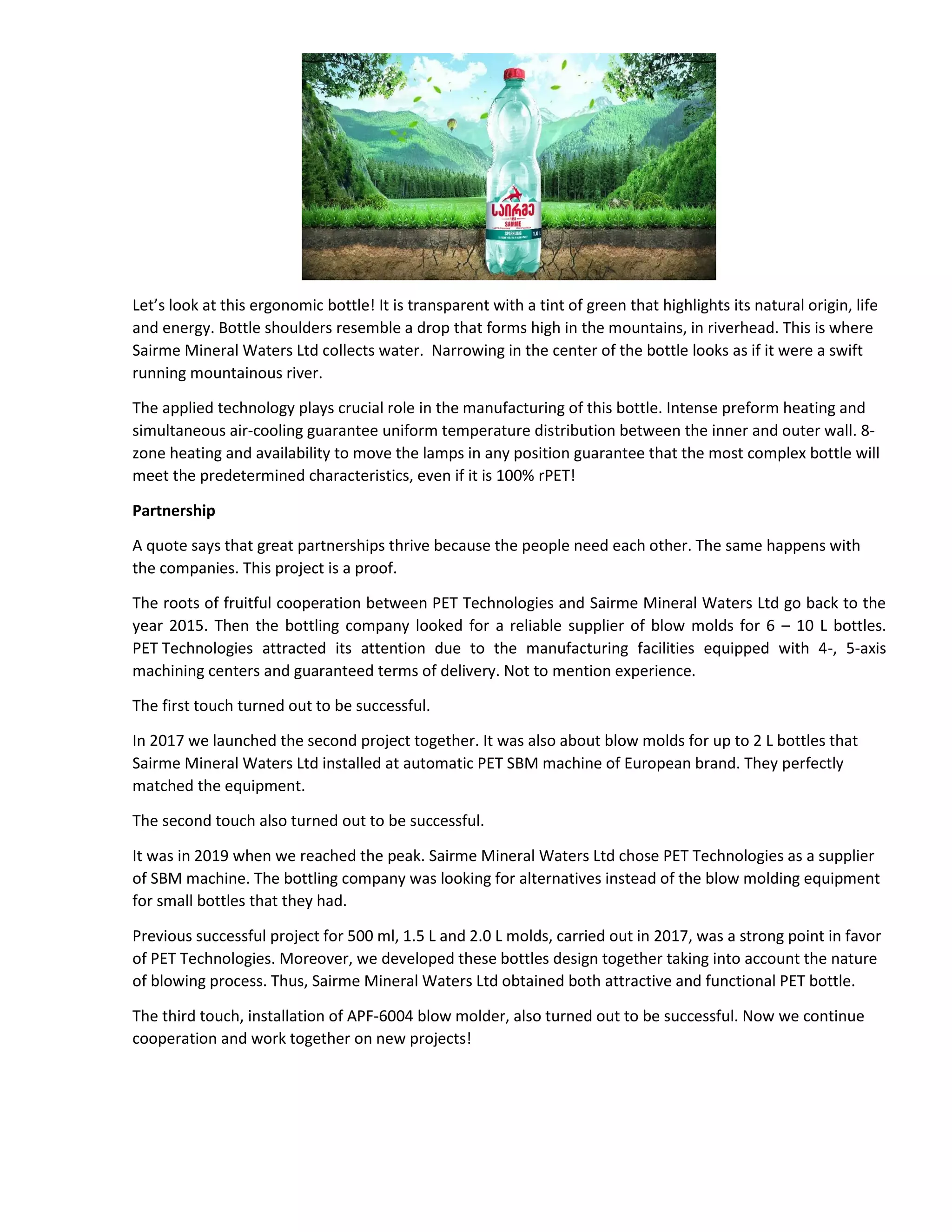 APF-6004 blow molder: a new peak for PET Technologies and Sairme Mineral Waters | PDF