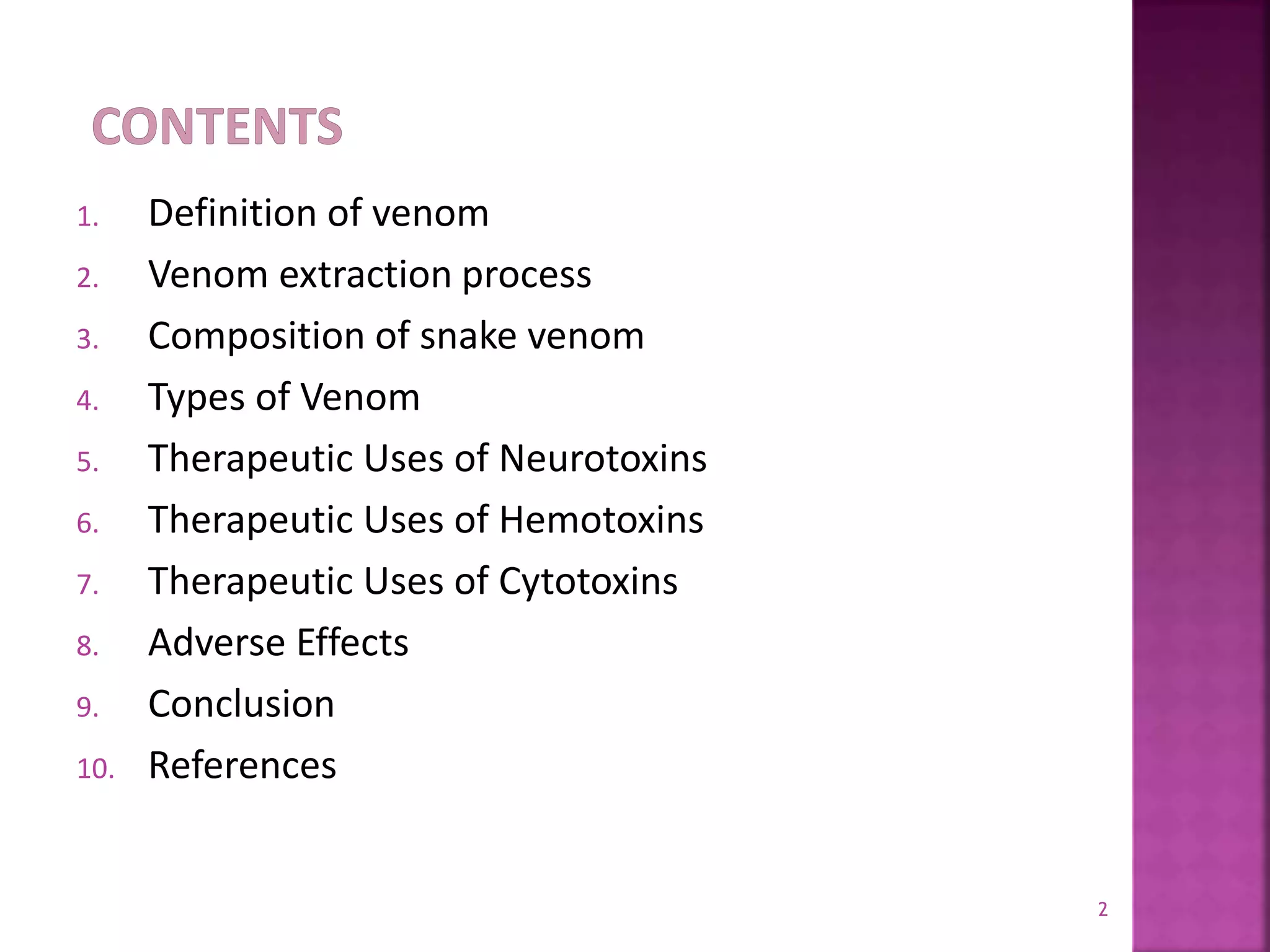 Medicinal Uses of Snake Venom | PPTX