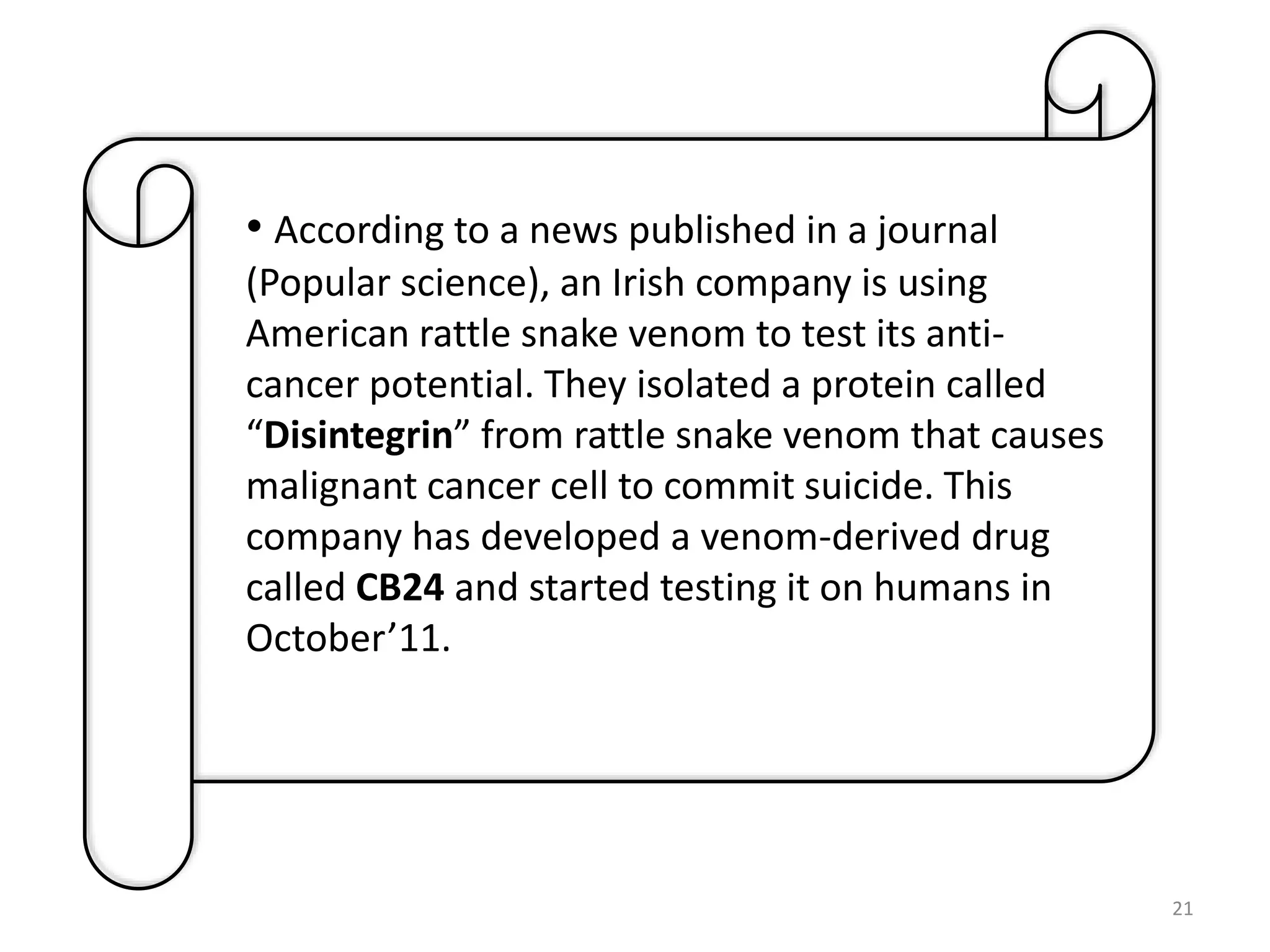 Medicinal Uses of Snake Venom | PPTX
