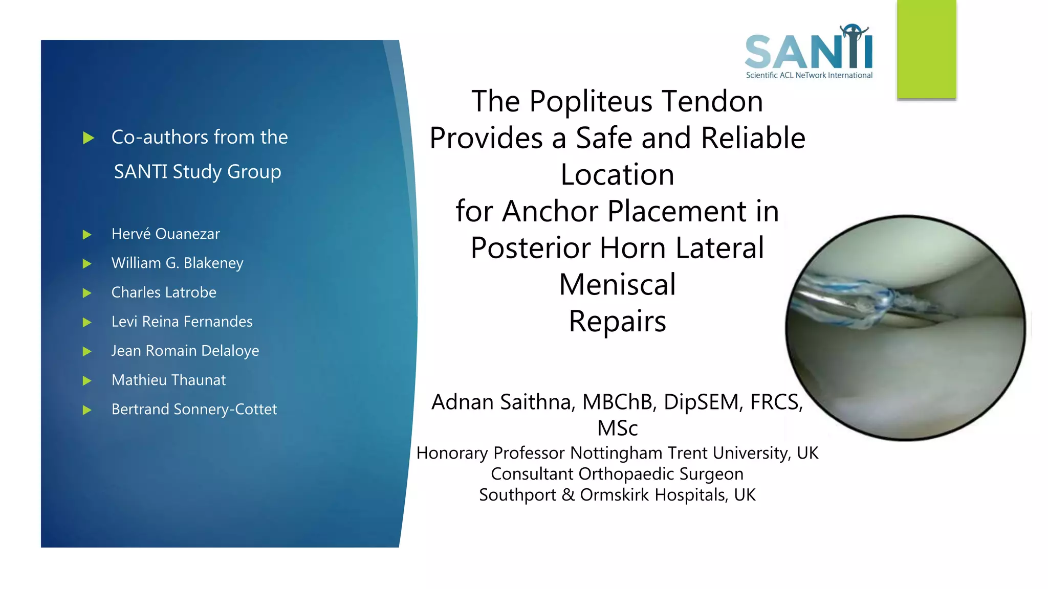 Popliteus is a safe location for all-inside meniscal repair devices in ...