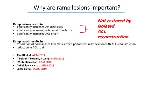 Ramp lesions in the ACL-Injured Knee | PPTX