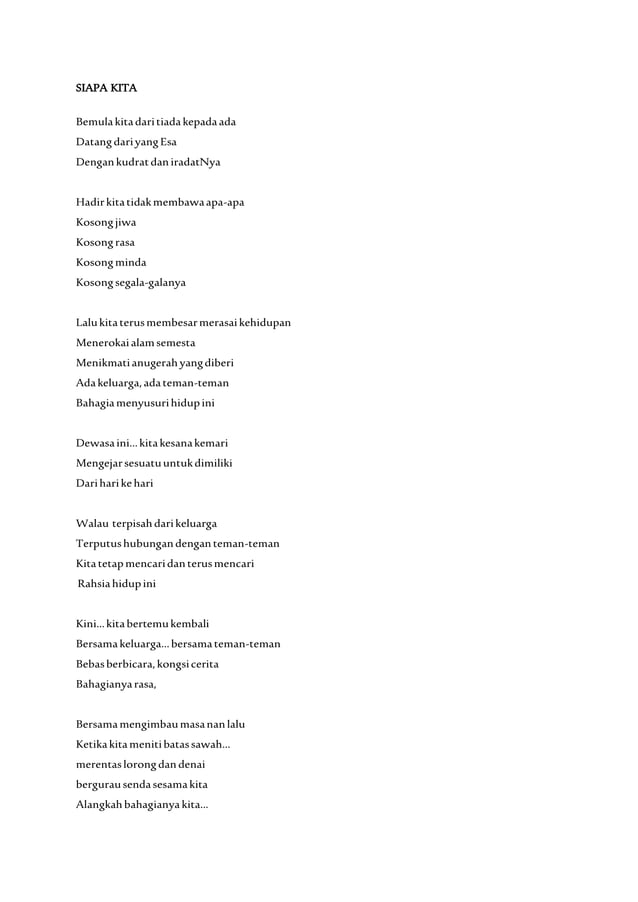 Sajak 31 mac 2014 siapa kita | DOCX