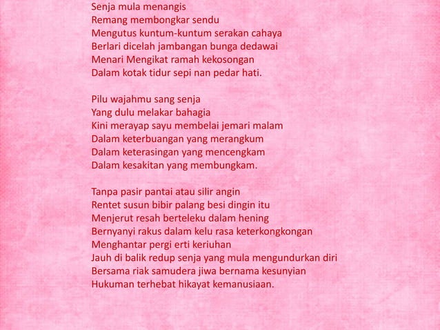 Sajak Senja Di Palang Besi | PPTX