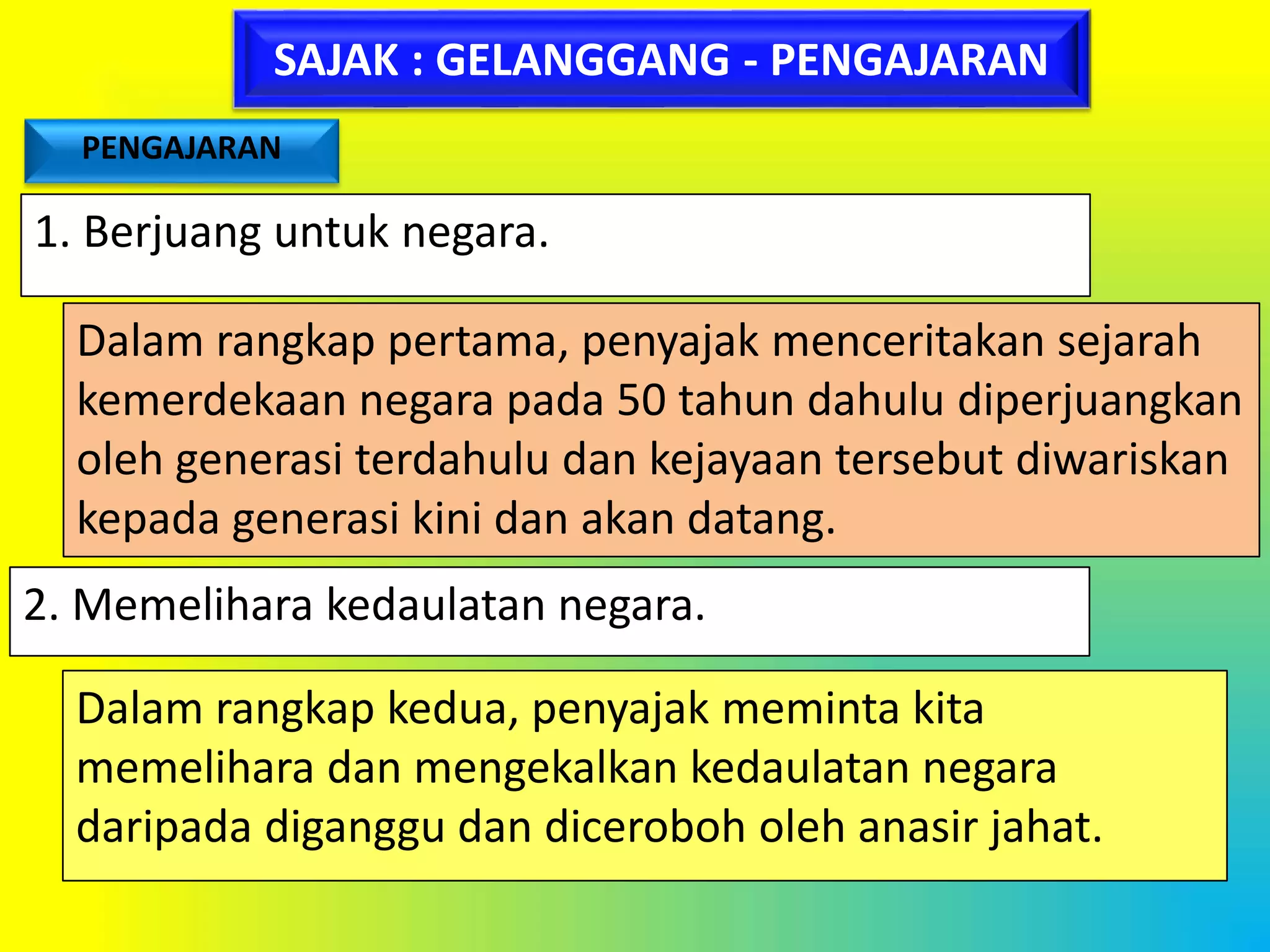 SAJAK GELANGGANG - PENGAJARAN | PPTX