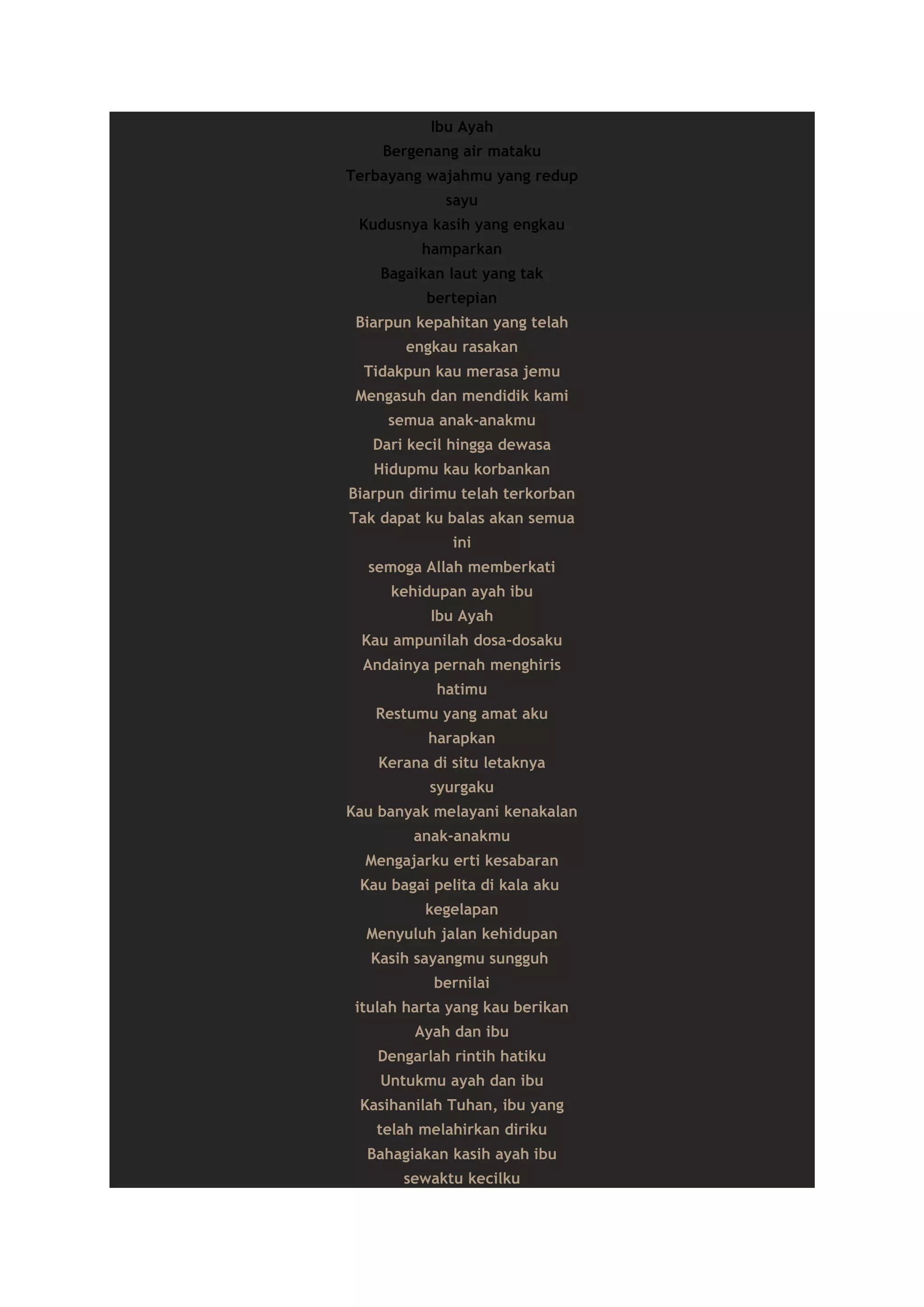 Sajak ibu bapa | DOCX
