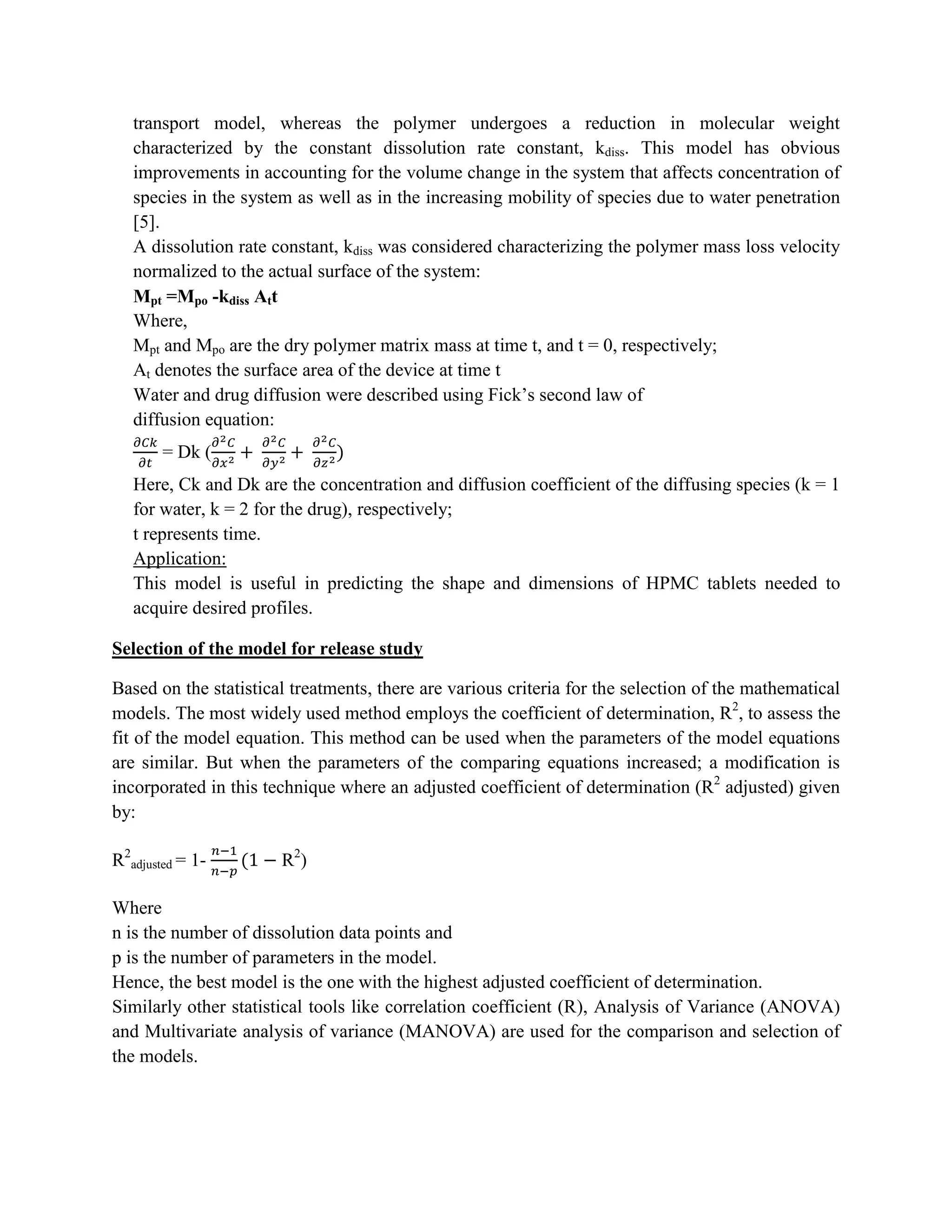 mathematical models for drug release studies | PDF