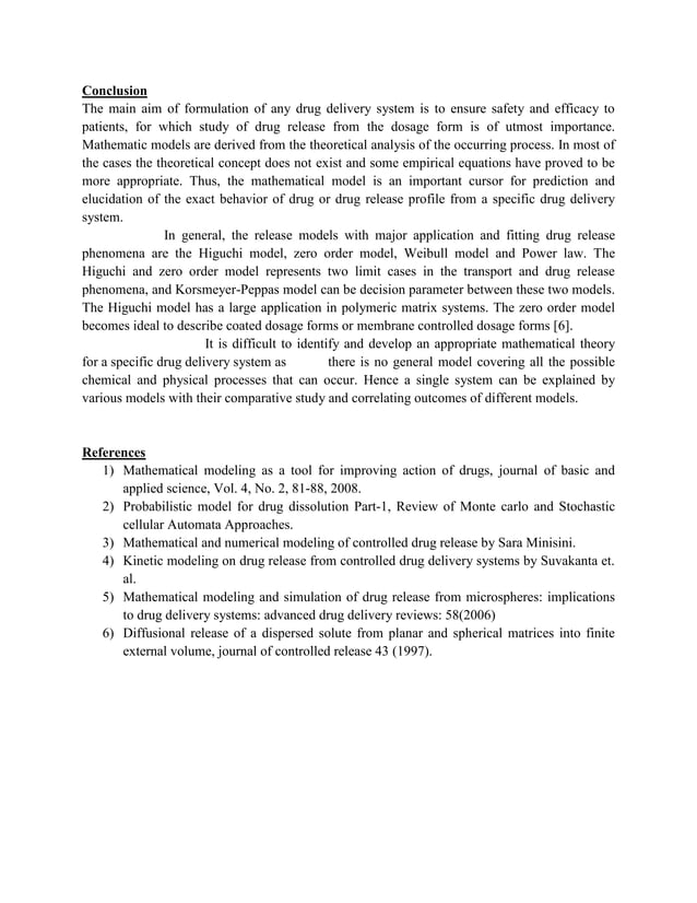 mathematical models for drug release studies | PDF | Pharmaceutical ...