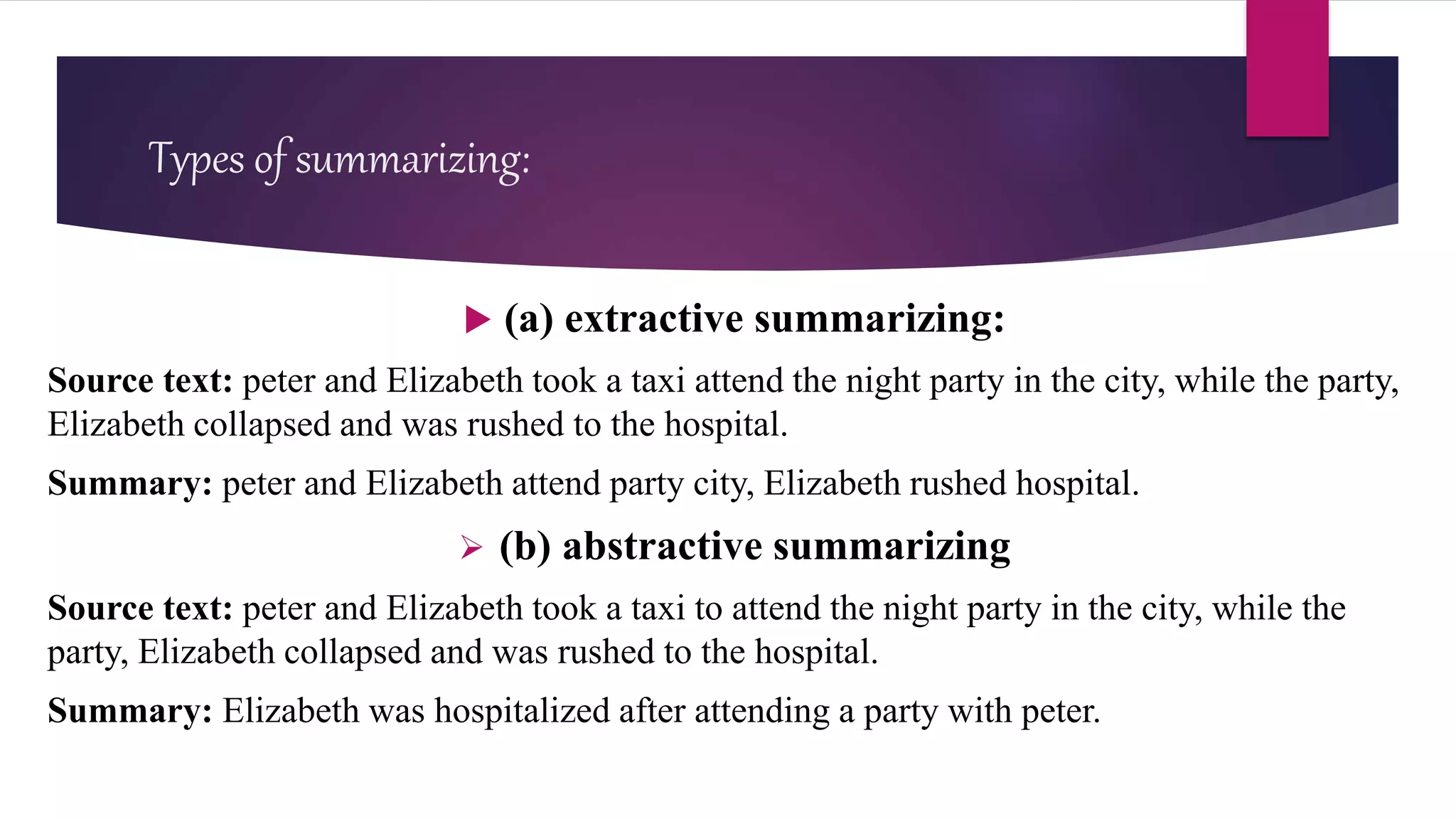 presentation of summarizing | PPTX