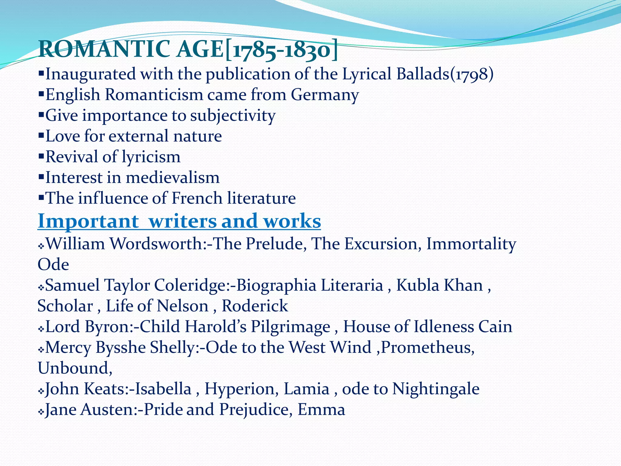 Ages of English Literature | PPTX