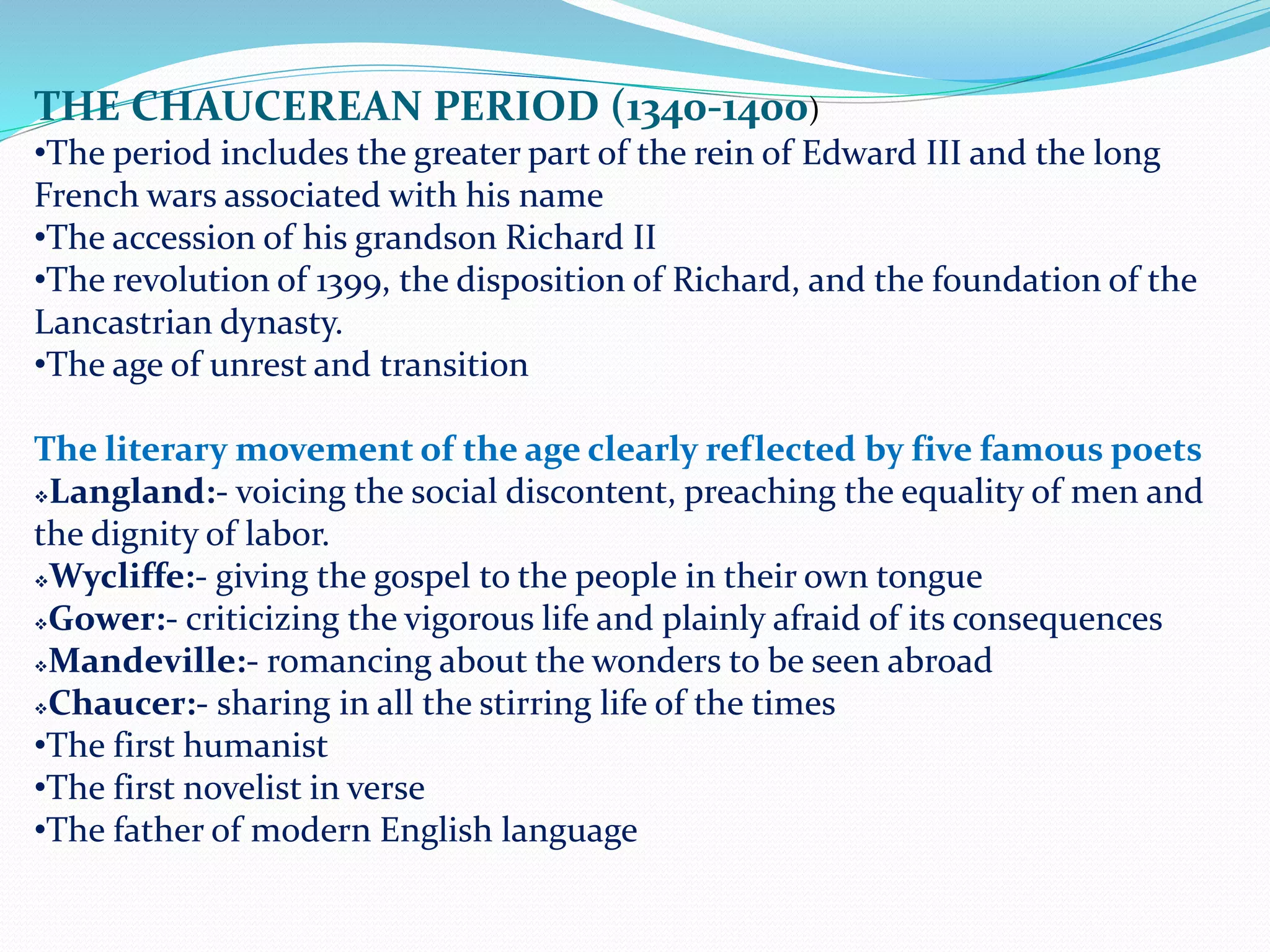Ages of English Literature | PPTX