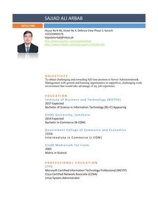 Sajjad ali arbab cv new | DOCX