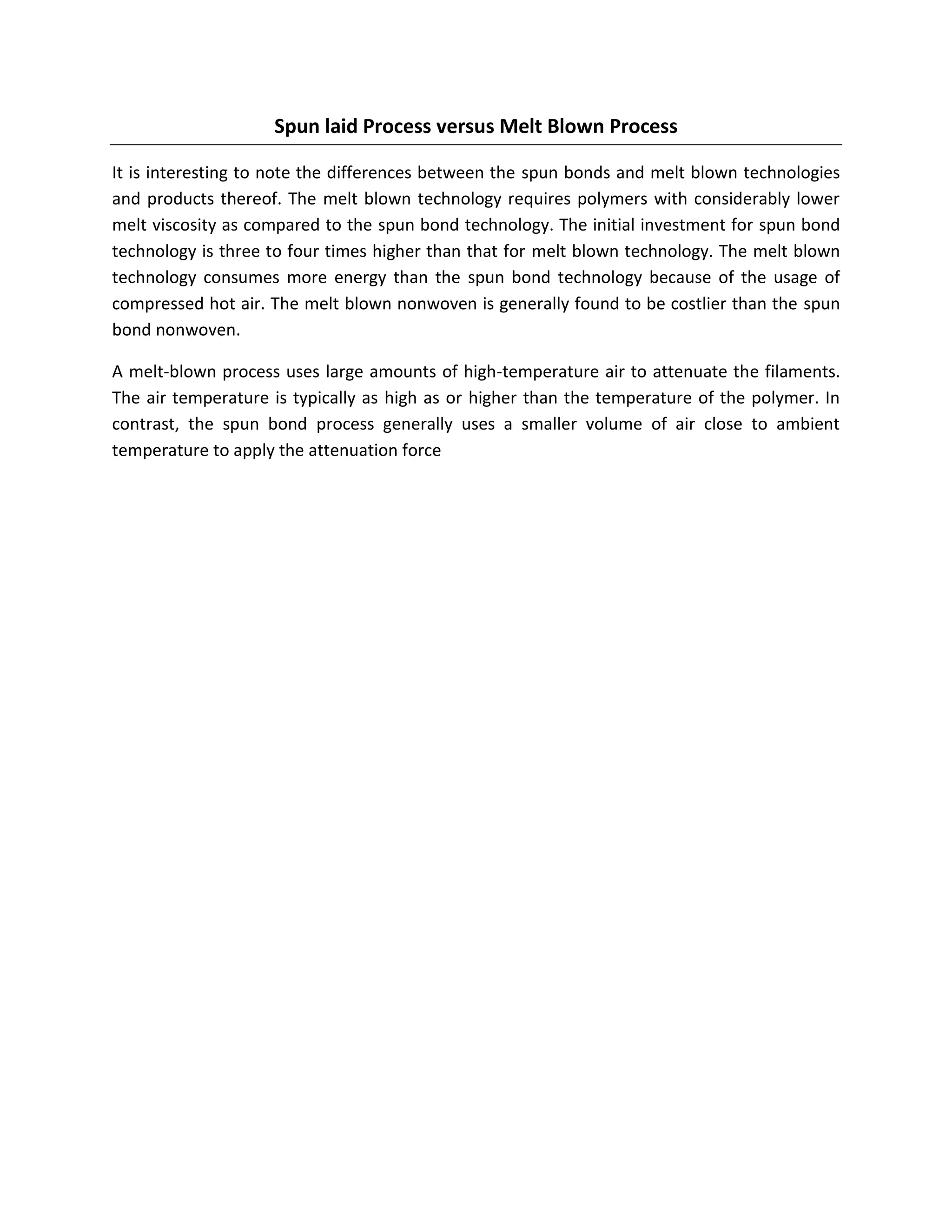 Spun Laid Process, Melt Blown Process, Differences between spun laid ...