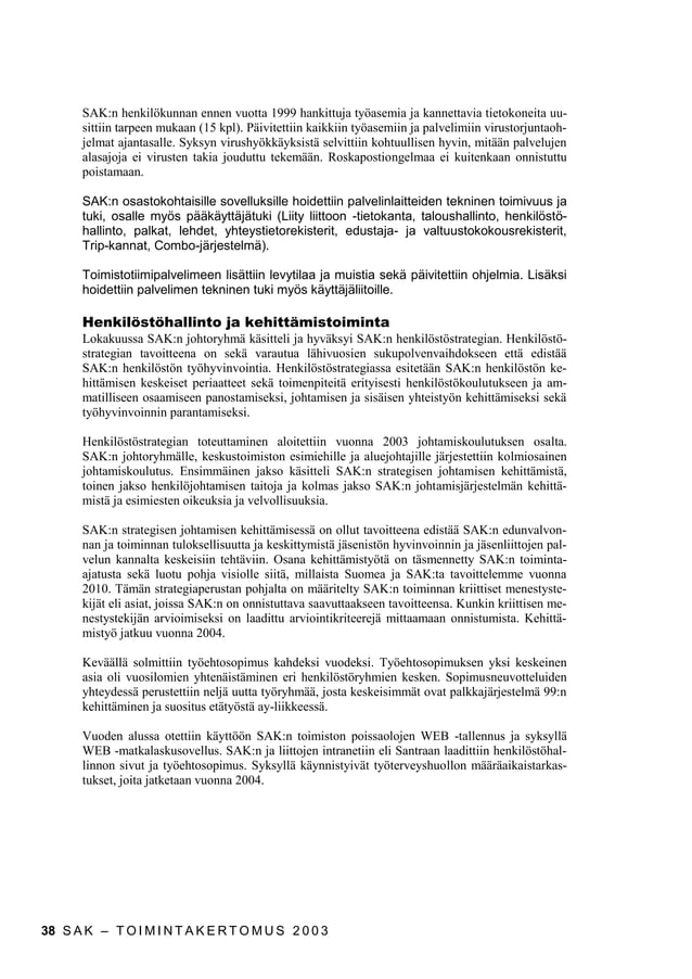SAK:n toimintakertomus 2003 | PDF