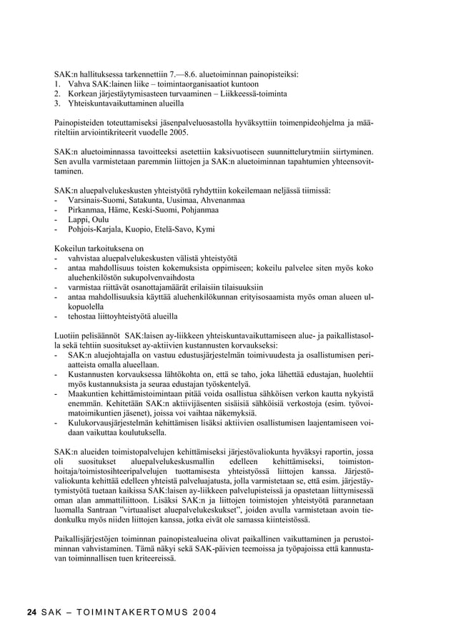 SAK:n toimintakertomus 2004 | PDF