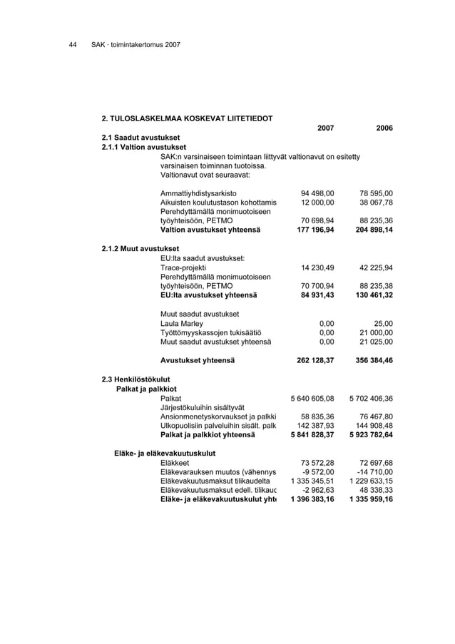 SAK:n toimintakertomus 2007 | PDF