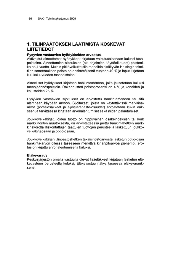 SAK:n toimintakertomus 2009 | PDF