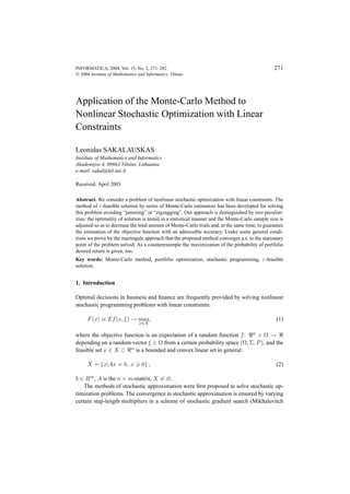 Application of the Monte-Carlo Method to Nonlinear Stochastic ...