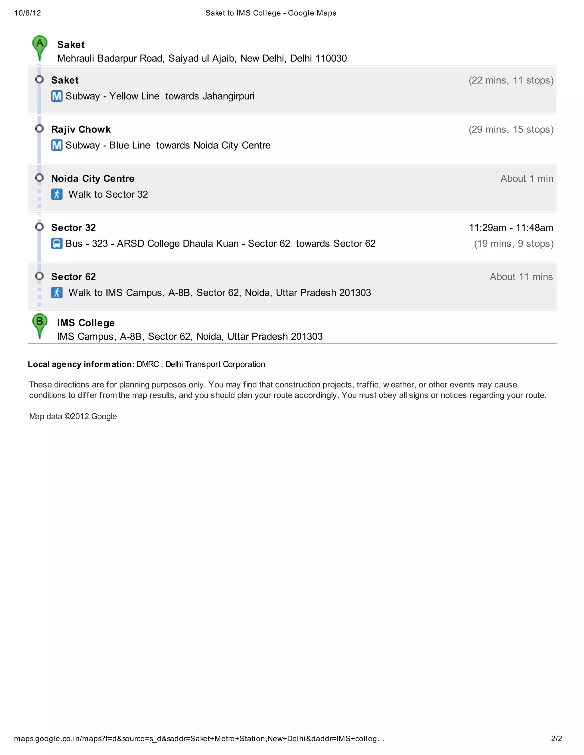 Saket to ims college google maps | PDF