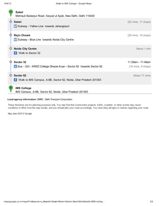 Saket to ims college google maps | PDF