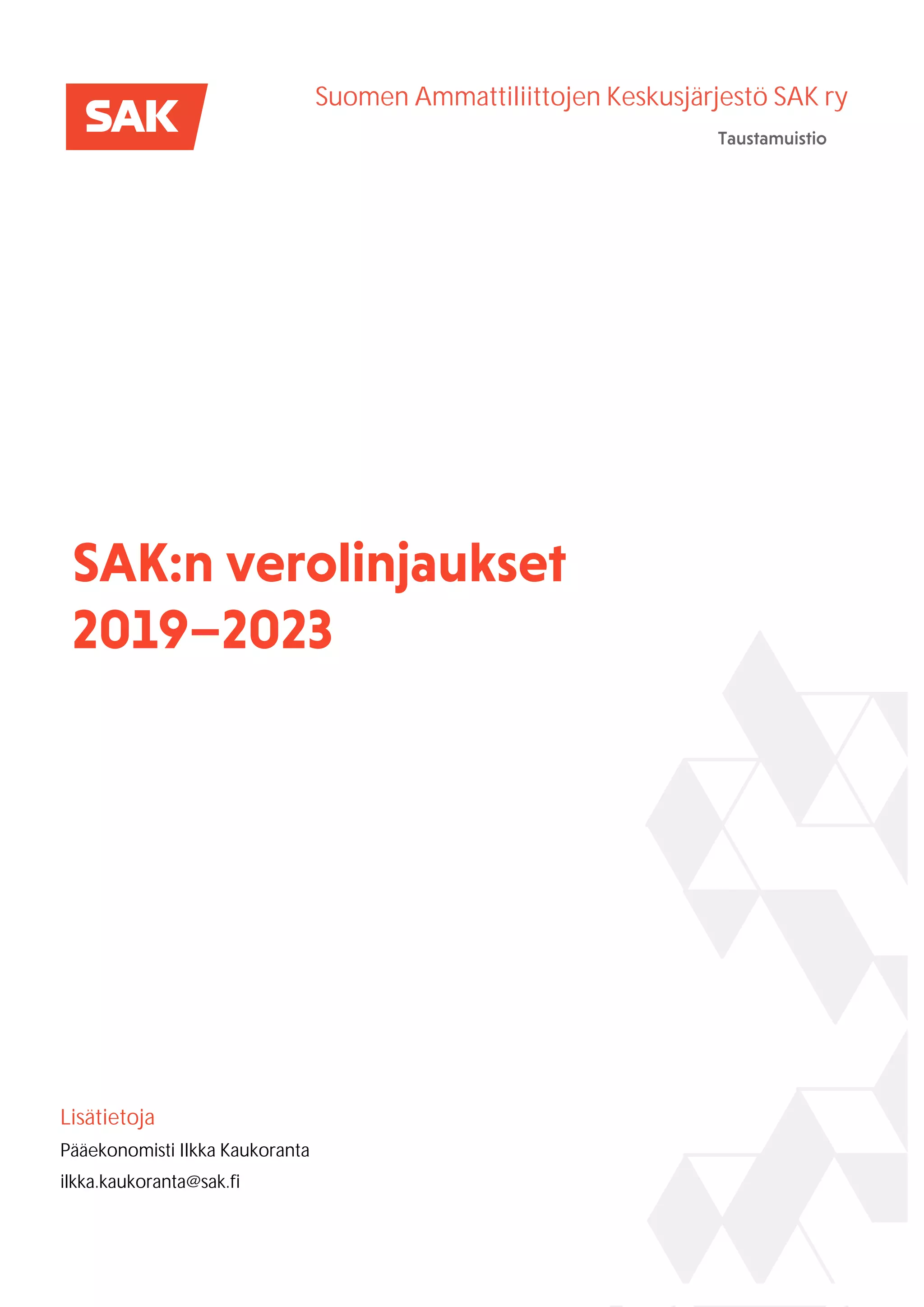 SAK:n verolinjaukset hallituskaudelle 2019–2023 – taustamuistio | PDF