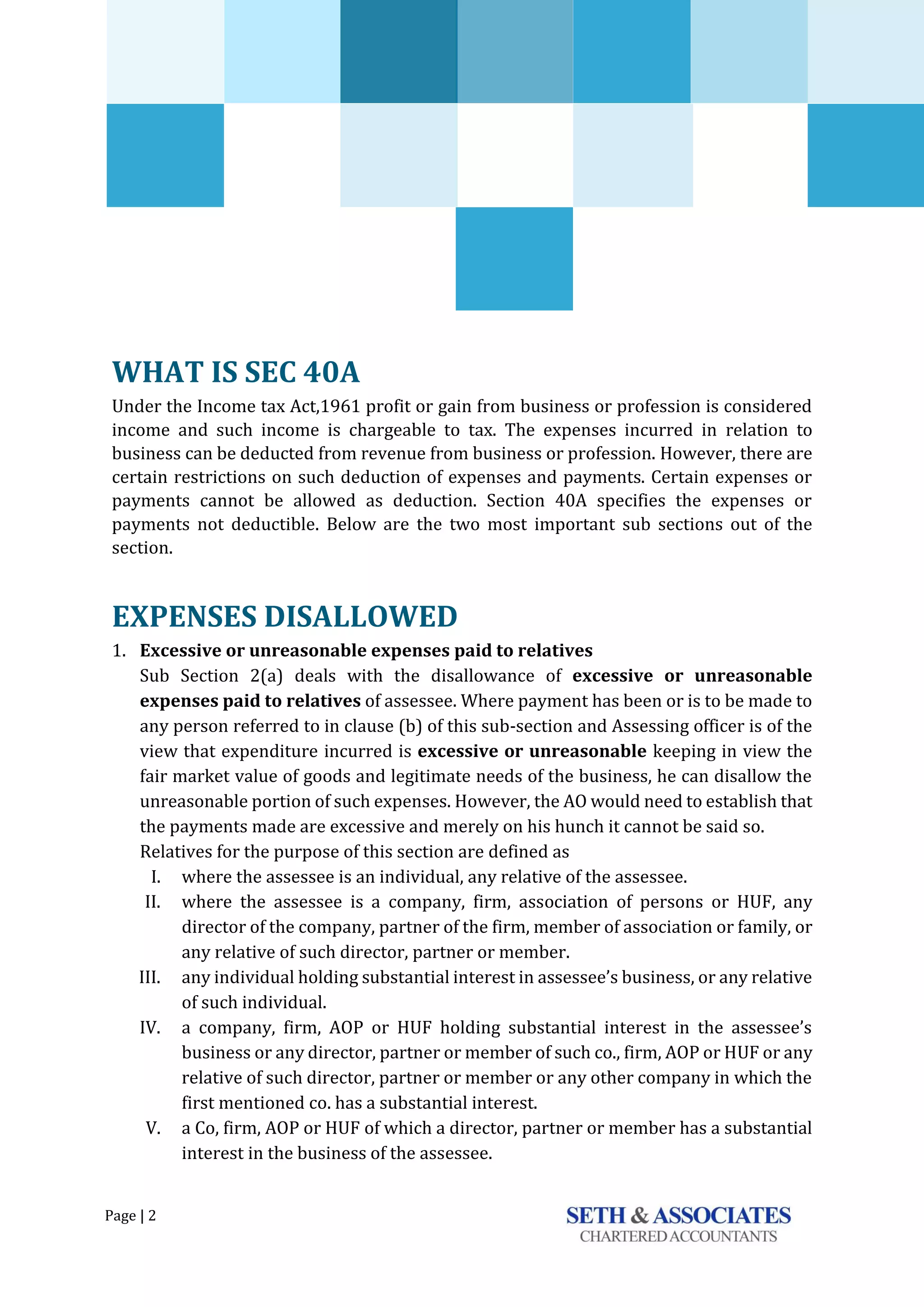 S&A Knowledge Series - Important Disallowances under sec 40A income tax ...