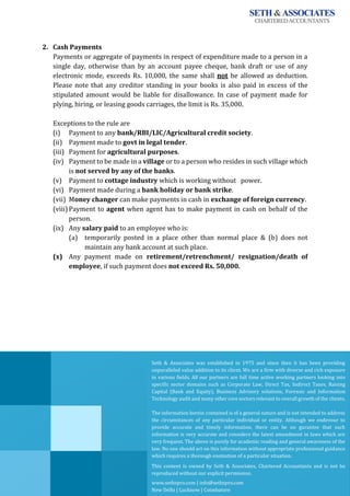 S&A Knowledge Series - Important Disallowances under sec 40A income tax ...