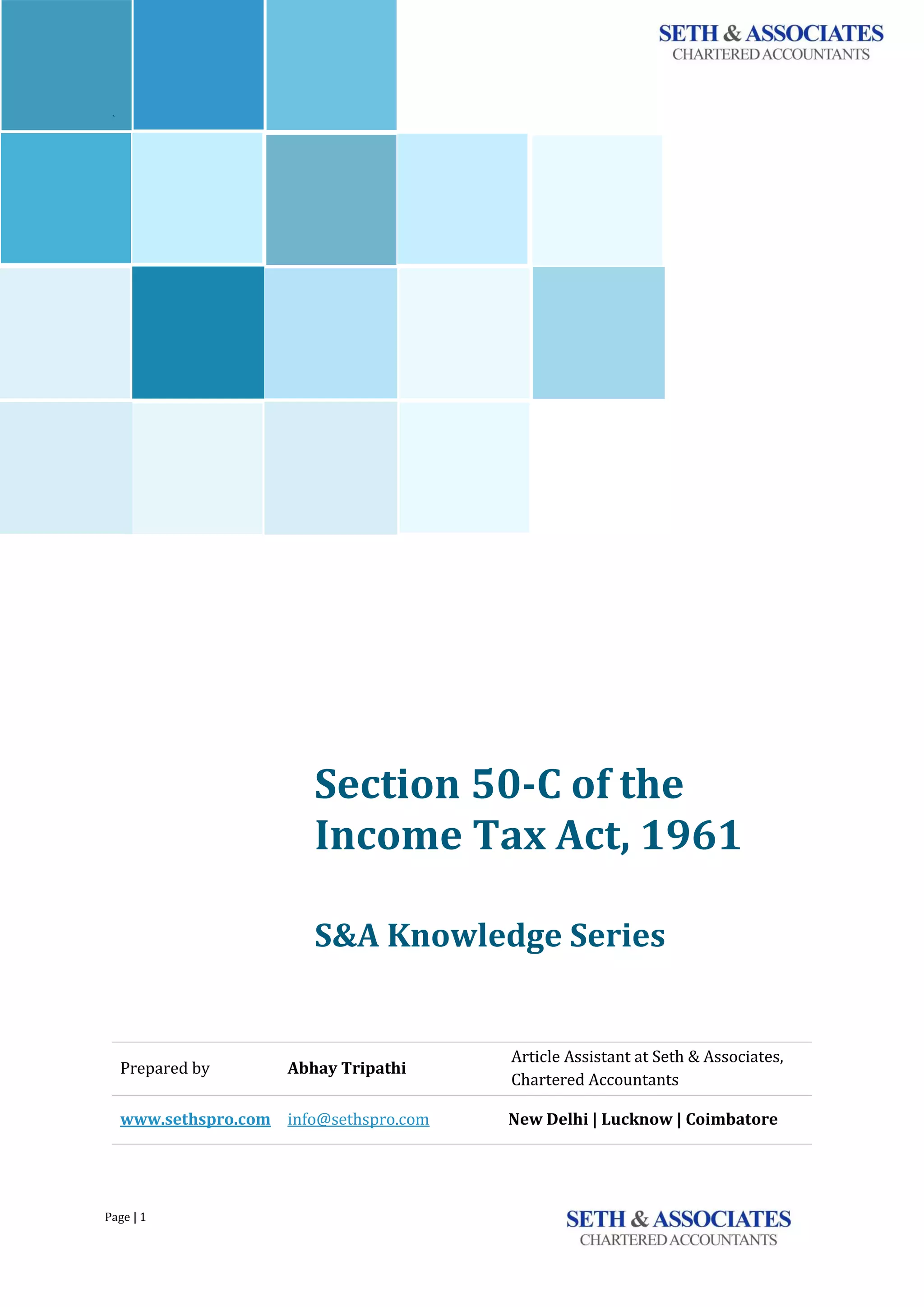 S&A Knowledge Series - Sec 50C implications under income tax act | PDF