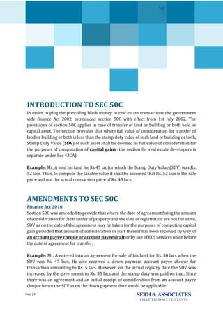 S&A Knowledge Series - Sec 50C implications under income tax act | PDF