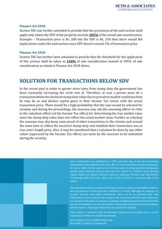 S&A Knowledge Series - Sec 50C implications under income tax act | PDF