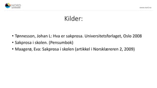 Sakprosa i skolen | PPTX