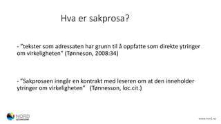 Sakprosa i skolen | PPTX