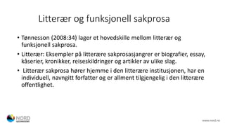 Sakprosa i skolen | PPTX