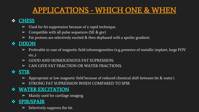 Fat suppression techniques in MRI | PPTX | Chemistry | Science