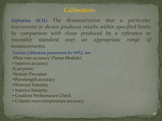 validation and calibration of HPLC | PPTX