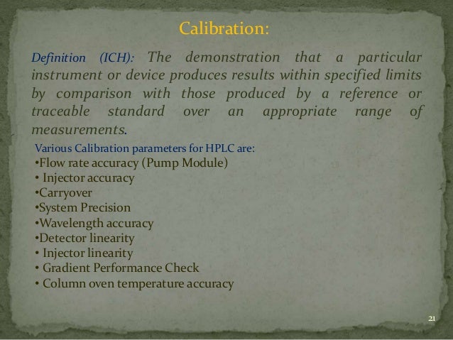 validation and calibration of HPLC