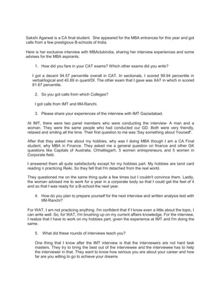 An interview with an MBA candidate for Top B-School | DOCX | Educational Assessment | Education
