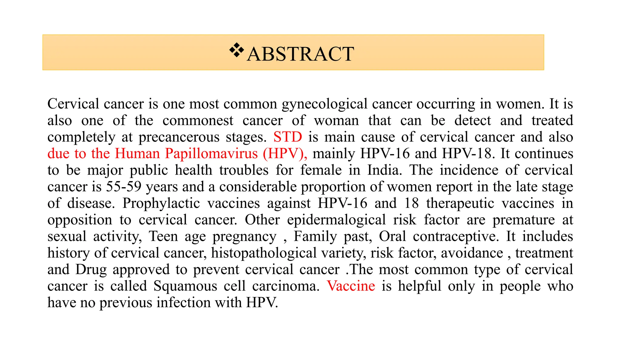 A Comprehensive Review of Cervical Cancer | PPTX