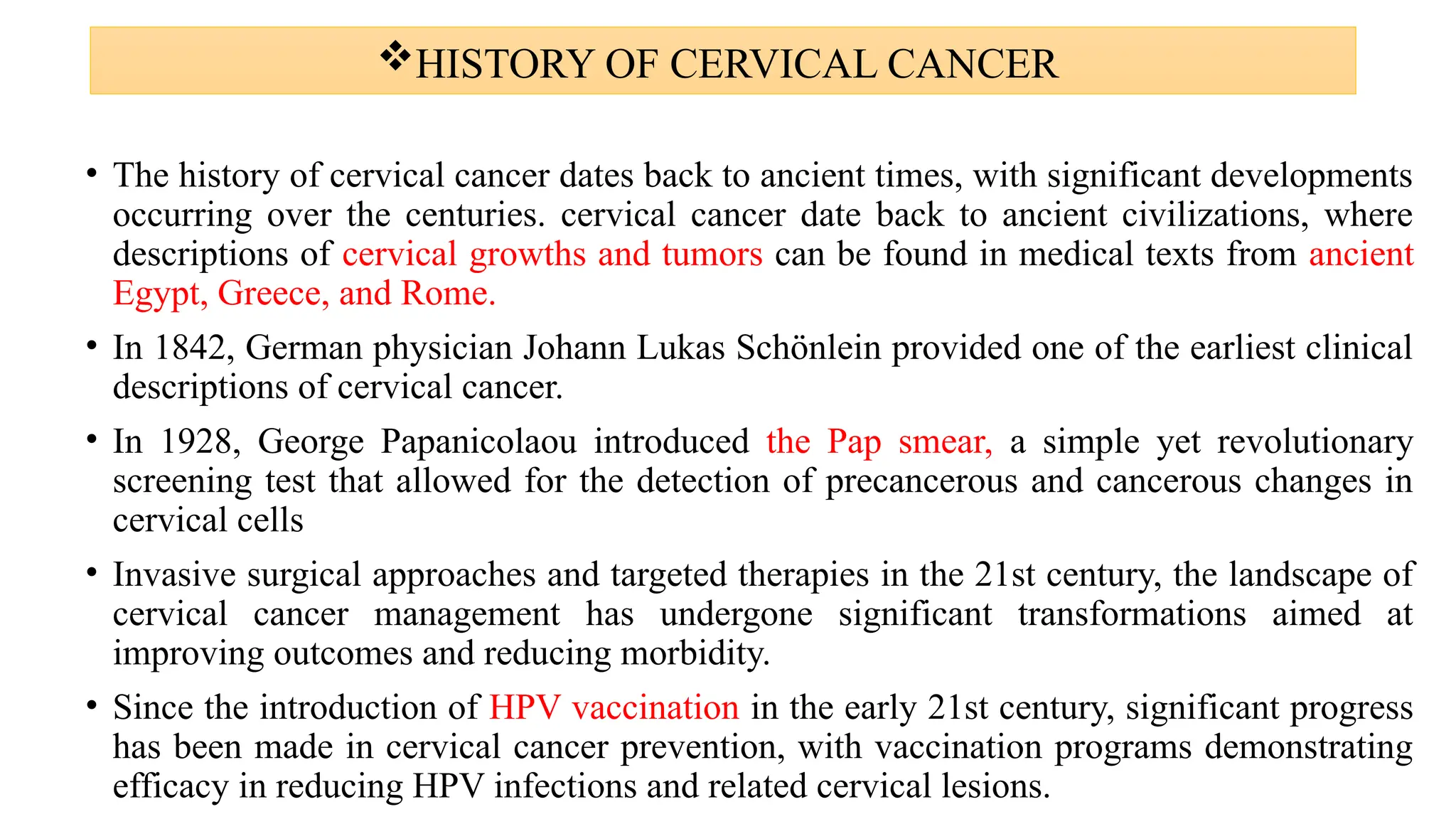 A Comprehensive Review of Cervical Cancer | PPTX
