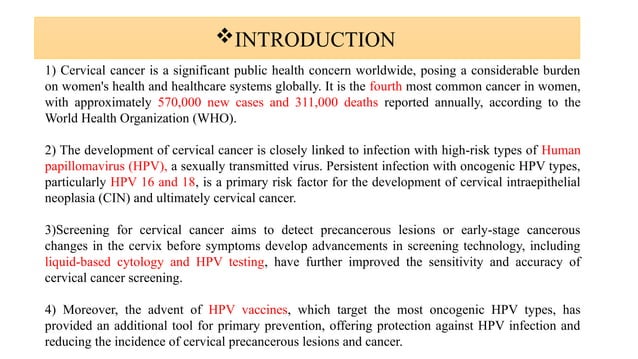 A Comprehensive Review of Cervical Cancer | PPTX