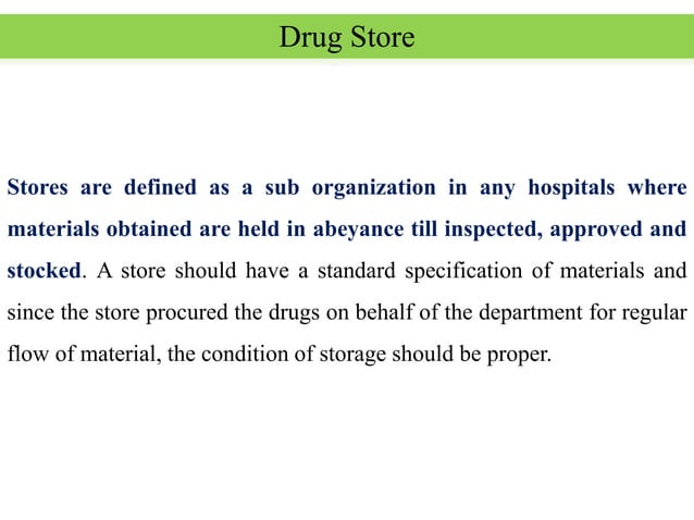 DRUG STORE MANAGEMENT AND INVENTORY CONTROL | PPTX | Pharmaceutical ...
