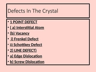 Sakshikk defect in crystal msc physics solid state physics | PPT