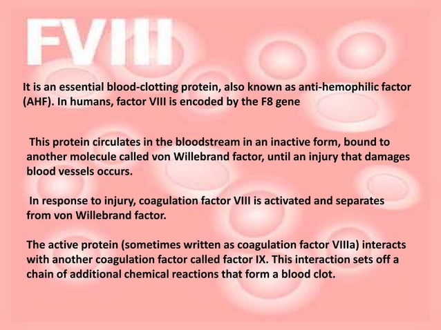 Recombinant protein-Factor VIII | PPTX | Blood Disorders | Diseases and ...