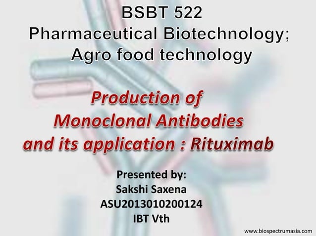 Production of Monoclonal Antibodies and its application : Rituximab | PPTX