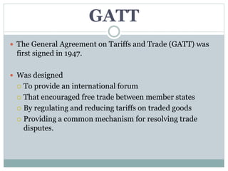 GATT : General Agreement on Tariffs and Trade and GATS : General ...