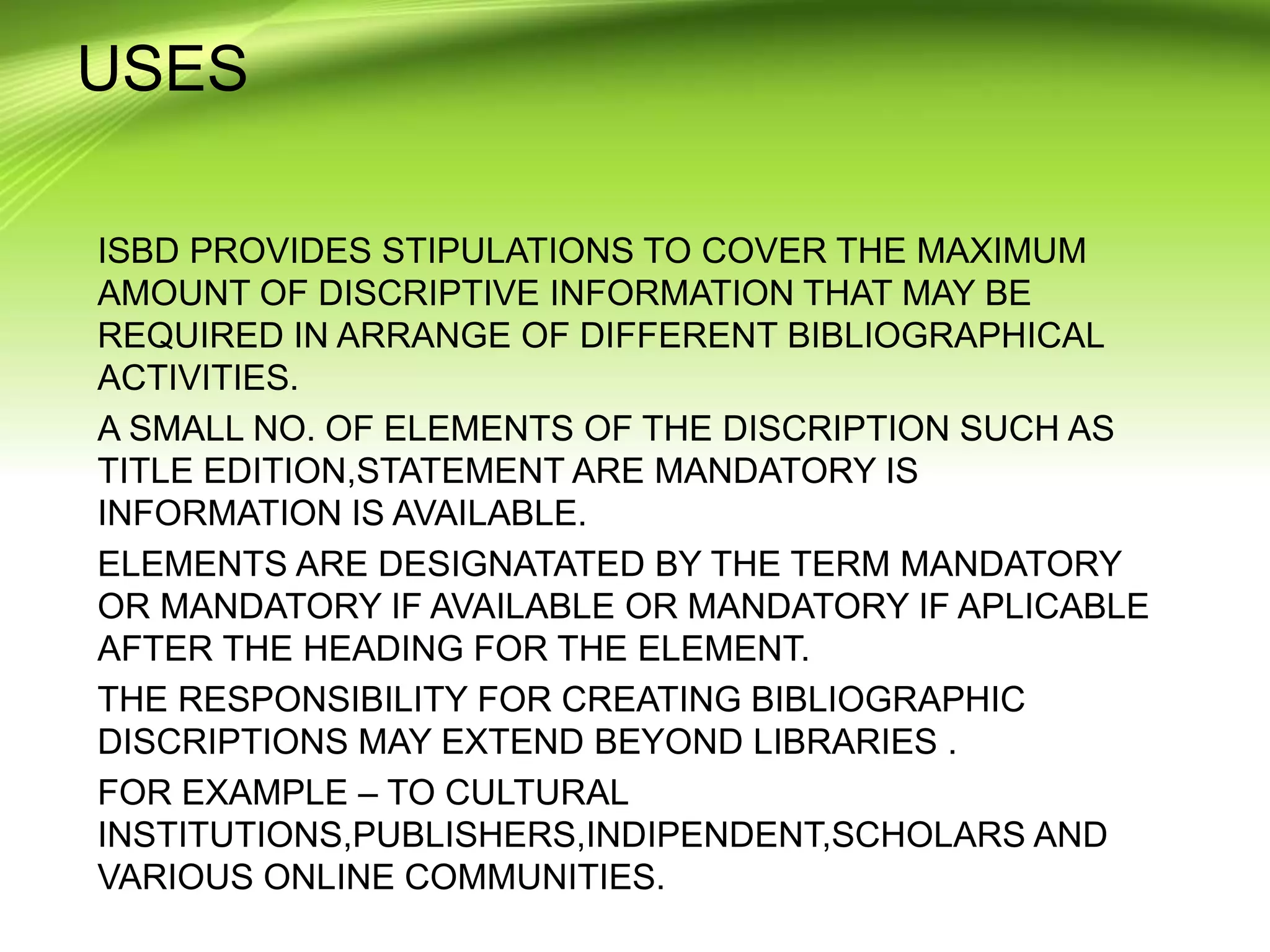 INTERNATIONAL STANDARD OF BIBLIOGRAPHIC DESCRIPTION PPTX | PPTX