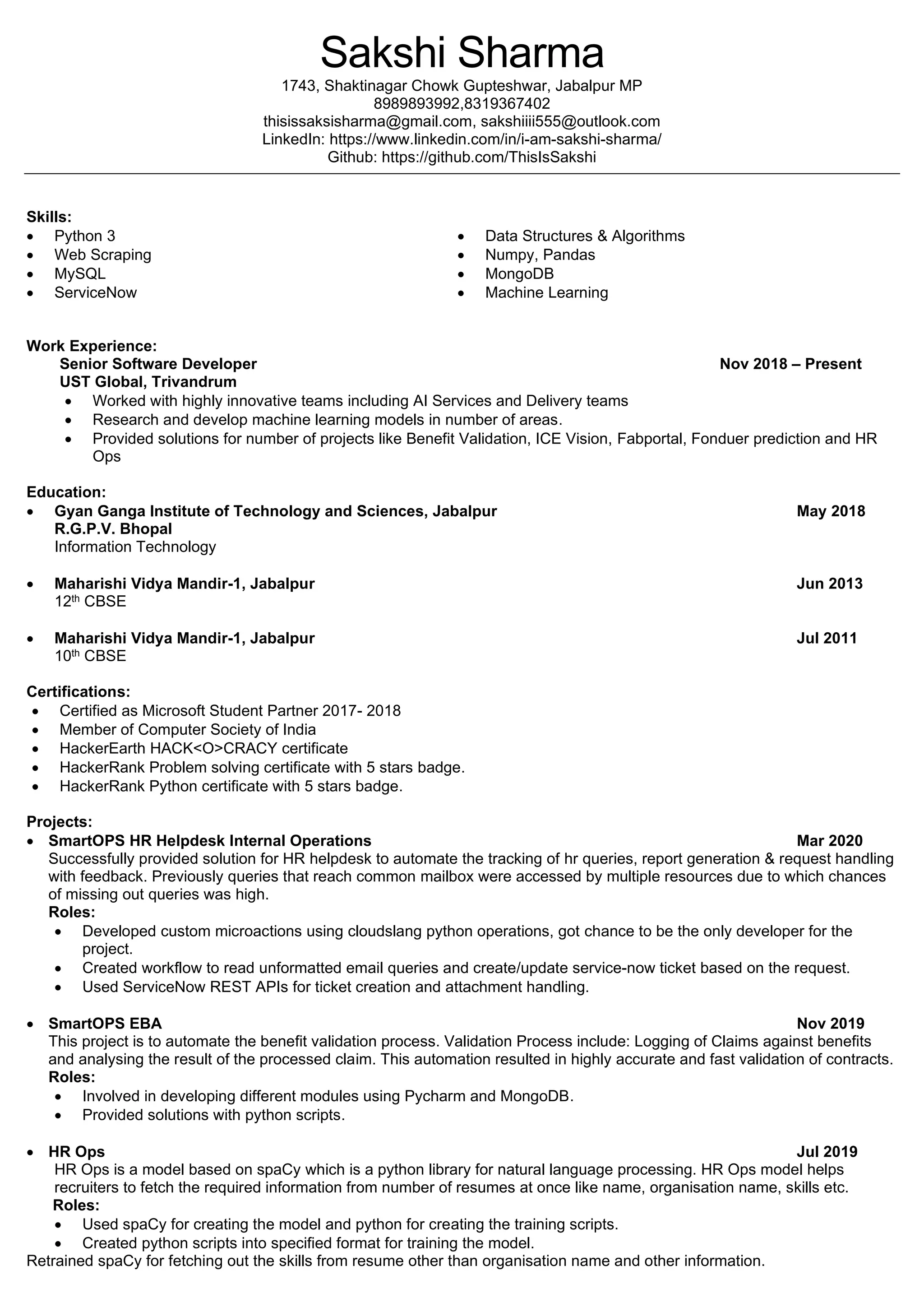 Sakshi sharma resume | PDF