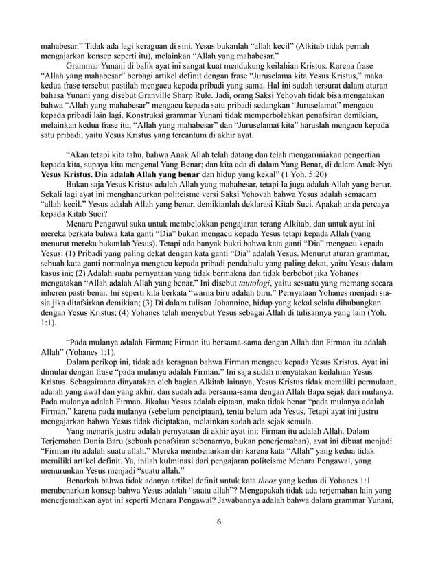 Saksi yehovah politeisme_terselubung | PDF